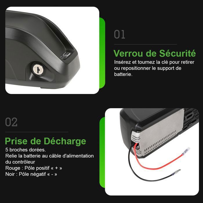 YOSE POWER Batterie de Vélo électrique Hailong 36V 13Ah (481Wh) - 5 ...