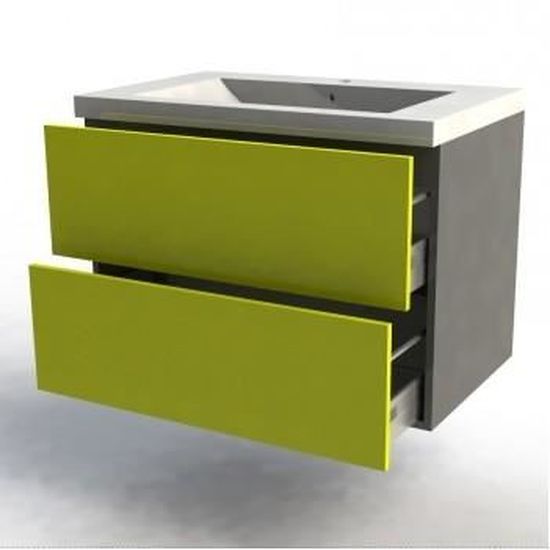 Meuble bas 2 tiroirs 80cm gris façades Grana - Cdiscount Maison