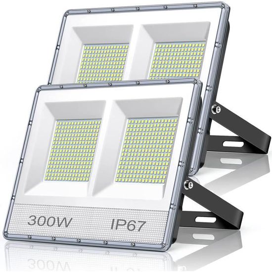 2 Pcs Projecteur LED Exterieur 300W, AuTech® 2 en 1 IP67 Imperméable ...