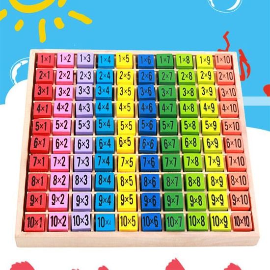 CRAZE Bébé Jouets En Bois 99 Table De Multiplication Math Jouet 10*10 ...