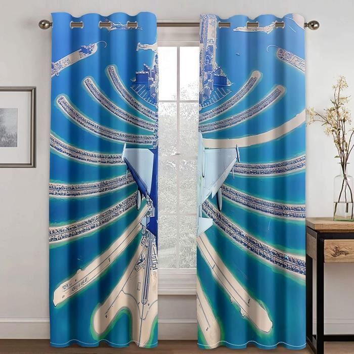 Rideau Occultant Thermiques Phonique 3D Avion Bleu - Rideaux À Oeillets ...