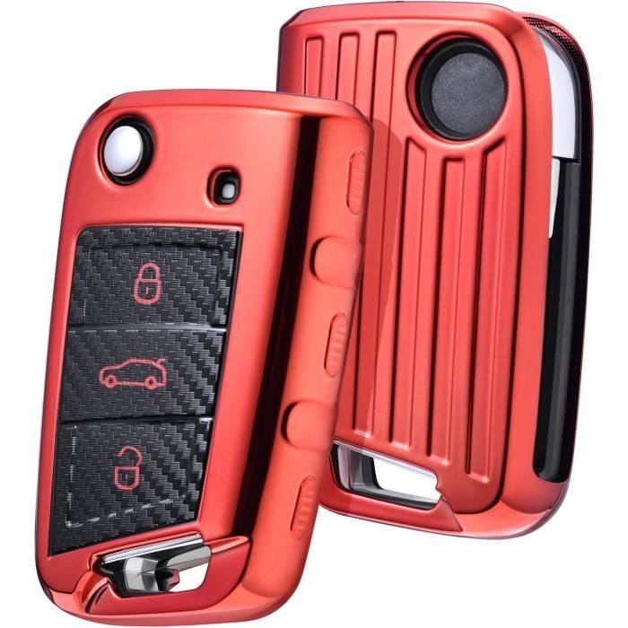 Coque de clé de Voiture pour VW Golf 7 Polo Skoda Seat Strass (Rouge ...