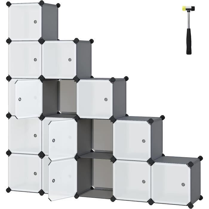 Meuble de Rangement Modulable, 16 Compartiments, Étagère en Plastique ...