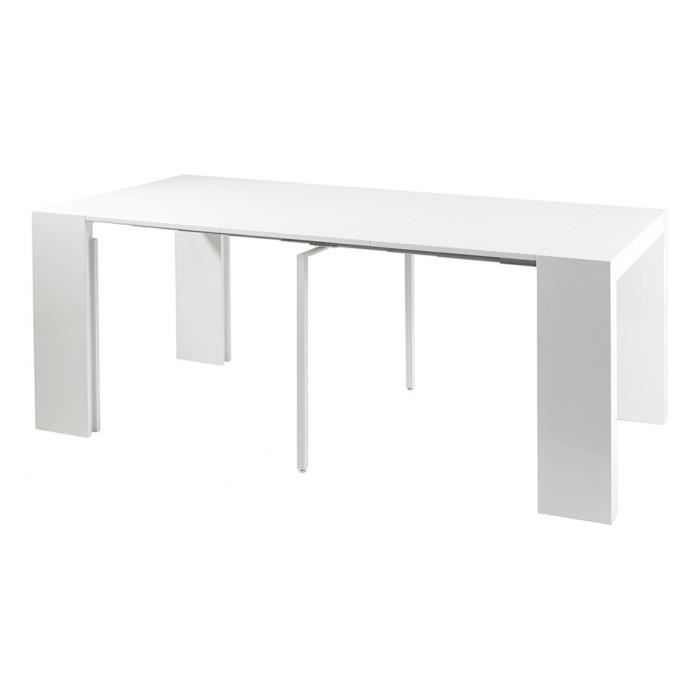 TABLE CONSOLE EXTENSIBLE LAQUEE BLANCHE - Cdiscount Maison