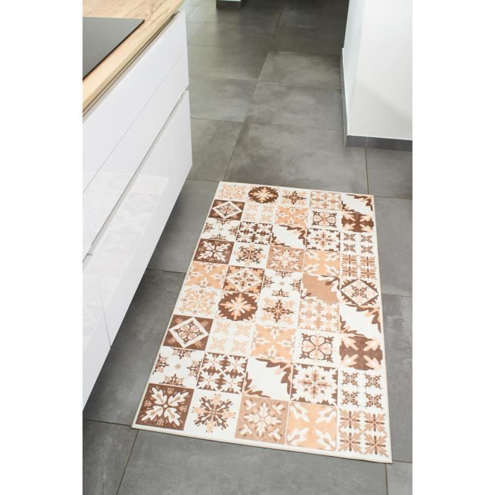 Tapis de cuisine - NAZAR RUGS - Azulejos - 50x100 cm - Orange ...