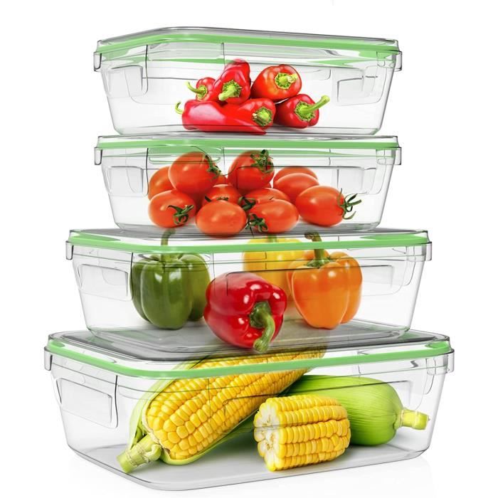 Lot de 4 Récipient Boîtes Alimentaire en Verre Rectangulaire ...