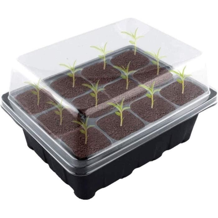Plantes Bac à Semis Set 12 Cellules Plateaux de Semis avec Couvercle ...