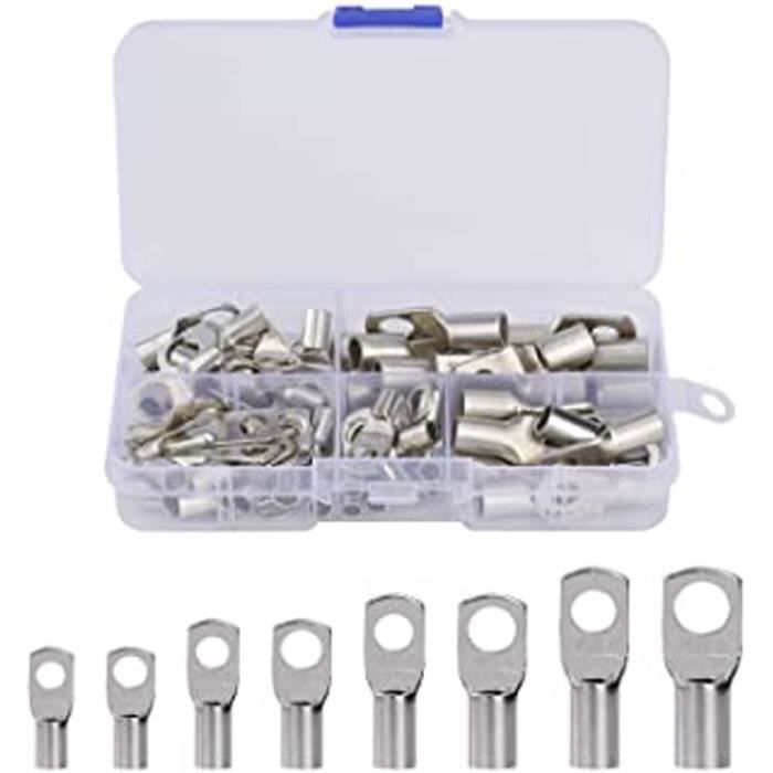 Trou De Boulon En Cuivre Étamé 60 Pièces Cosses Électrique Anneau À Sertir Bornes De Connecteur ...