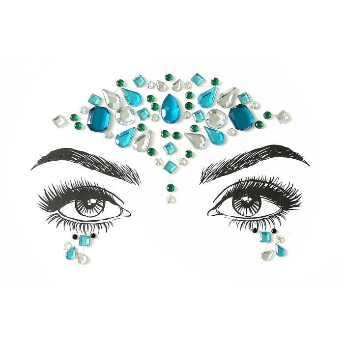 BL36-Autocollant 3D en cristal de style tribal bohème, visage, yeux ...