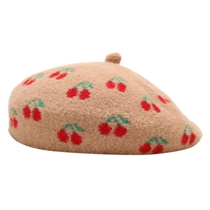 Bonnet de béret - OOTDTY - Vintage - Imprimé cerises - Taille unique ...