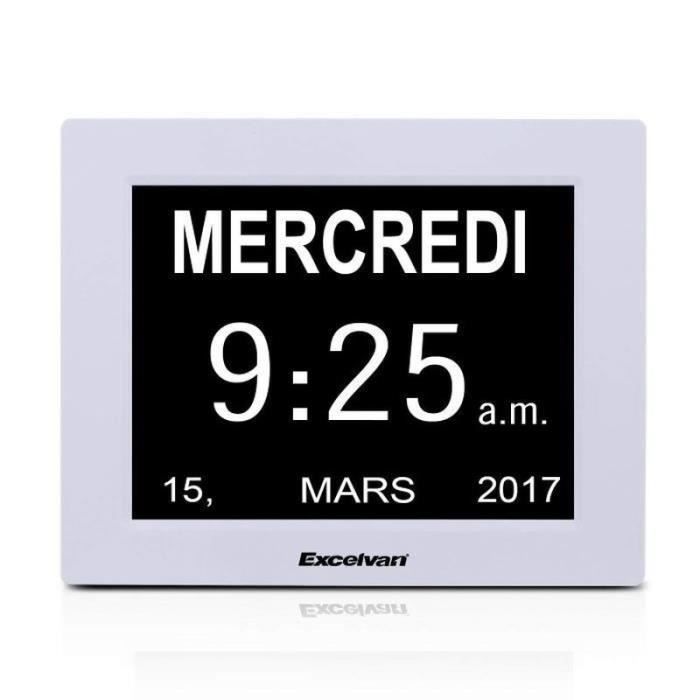 Excelvan DC8001 Horloge Calendrier avec Date Jour et Heure Non-Abrégée ...