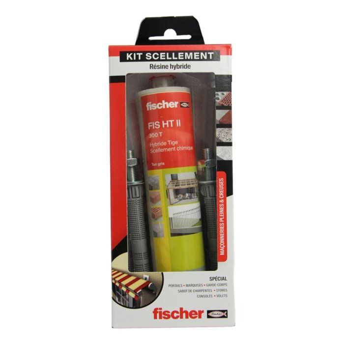 Kit de scellement fish ht ii avec 4 tiges filetees et tamis Fischer ...