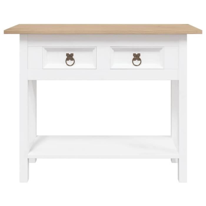 Viesurchoix Table console Gamme Corona Pin mexicain Blanc 90x34,5x73 cm ...