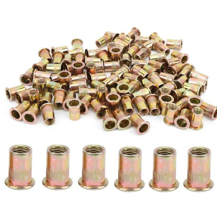 Hililand Écrou de rivet 100 pièces écrou à rivet tête plate écrou à ...