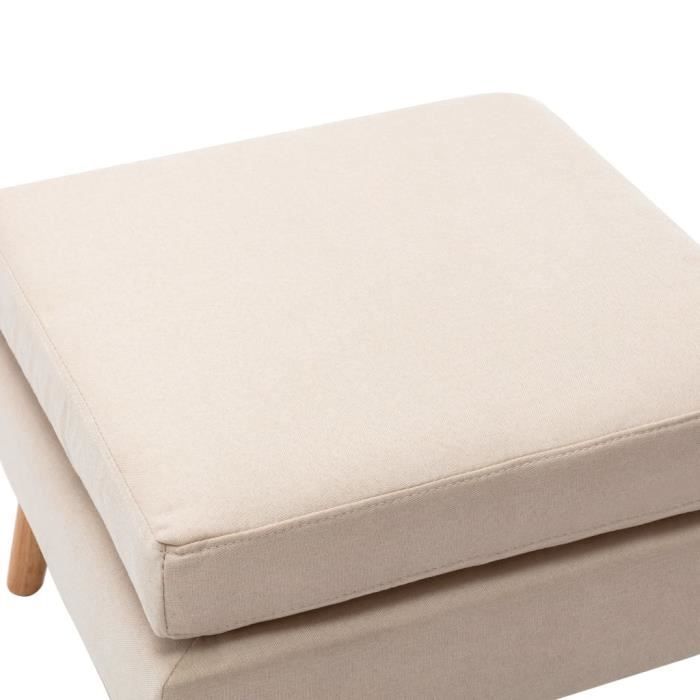 Repose-pied en tissu crème KEENSO - Dimensions 54 x 54 x 43,5 cm - Pour ...