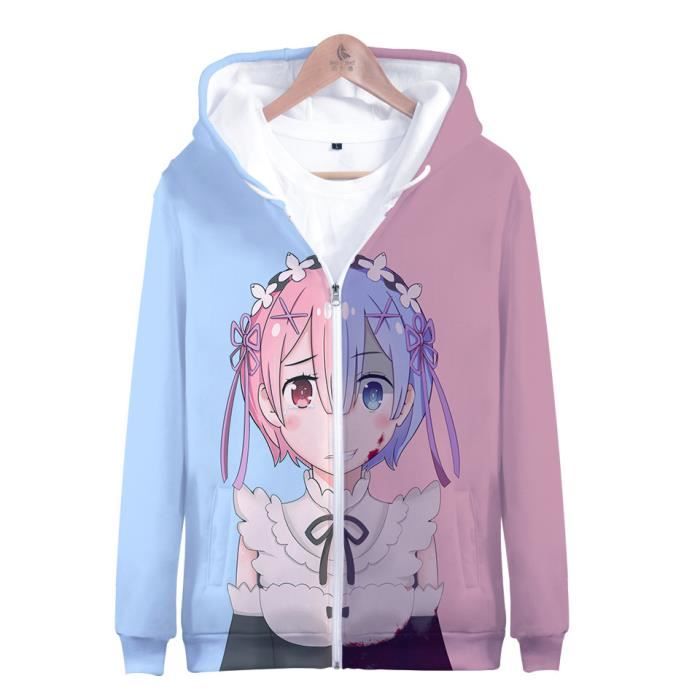 Dessin animé de sweat-shirt,Re Zero – sweat-shirt à capuche ...