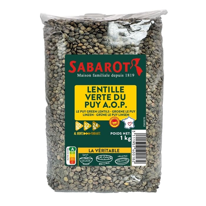 Lentilles vertes du Puy aop sachet 1kg Sabarot - Cdiscount Au quotidien