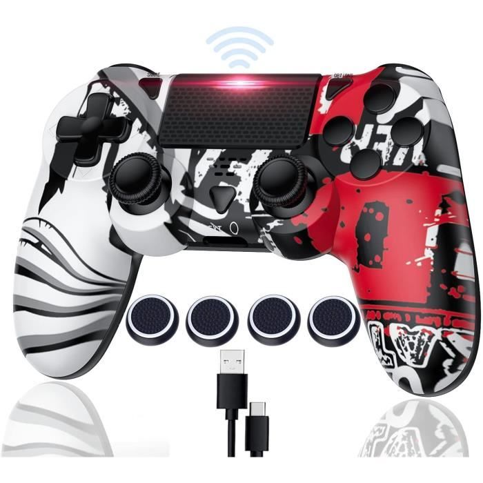 Manette Sans Fil Avec Capuchons Pour Ps4 Dual Vibration Manette De Jeu ...
