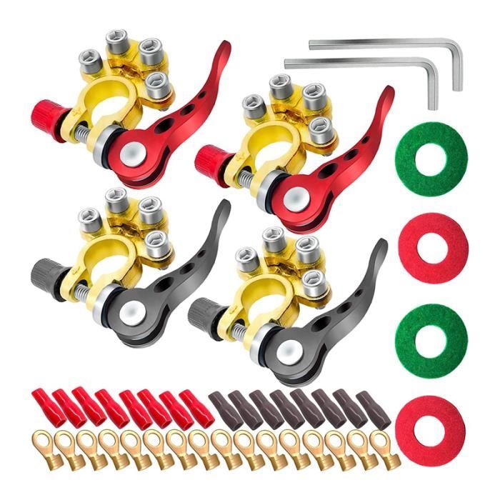 Kit de Connecteurs de Borne de Batterie en Laiton-4 PièCes Connecteurs de Pince de Borne de ...