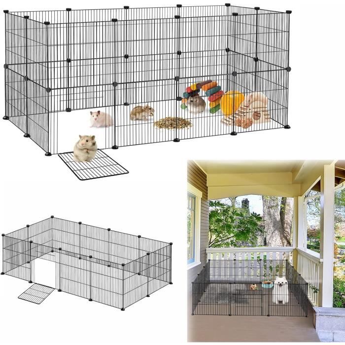 HENGMEI Enclos grillagé en Métal pour Lapins, Avec Porte Cochon d'Inde,Cage pour Petits Animaux ...
