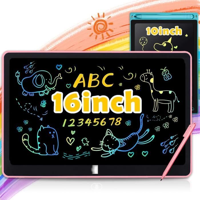 16 Pouces Tablette Dessin Enfants,Tablette Écriture Lcd Enfant Colorée Pour 3~12Ans Jouets ...