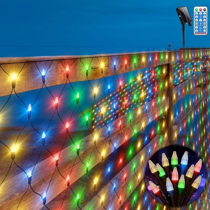 Filet Lumineux Solaire - 3 X 2 M - 200 Led - Guirlande Lumineuse ...