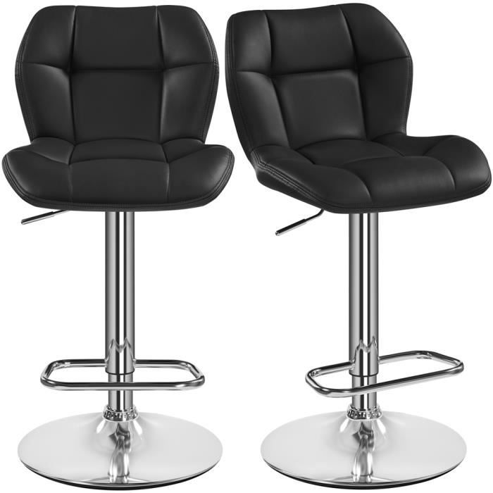 Yaheetech Lot de 2 Tabourets de Bar Réglables en Hauteur Chaises de Bar ...