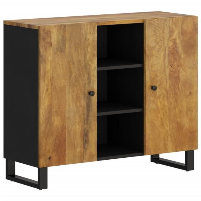 YAJ-Buffet avec 2 portes 90x33x75 cm bois massif de manguier-YAJ352928 ...