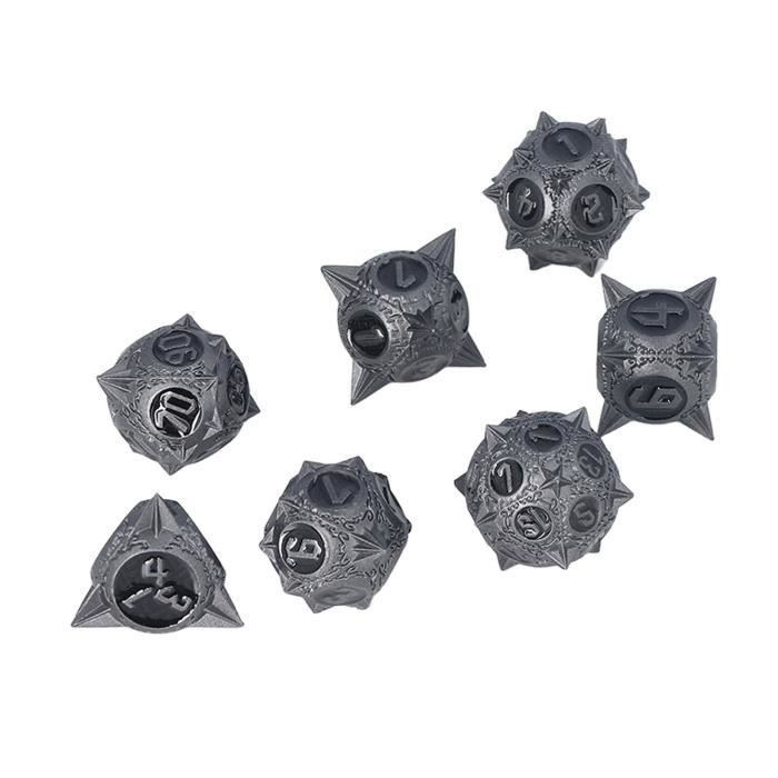 Jeu de dés en métal 7 PCS Metal Dice Set Polyhedral Portable Board Game ...