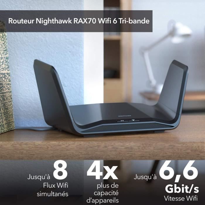 Routeur Wifi 6 Ax6600Nighthawk Bi-Bandes 8 Flux (Rax70) - Wifi Ax6600 ...