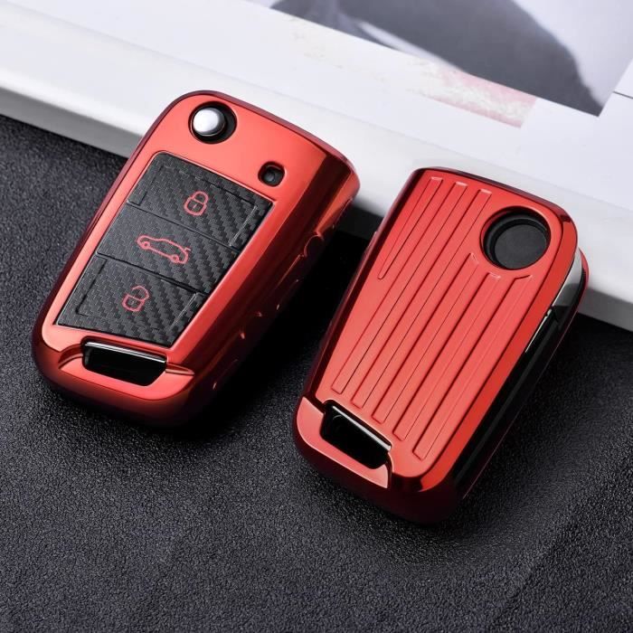 Coque de clé de Voiture pour VW Golf 7 Polo Skoda Seat Strass (Rouge ...