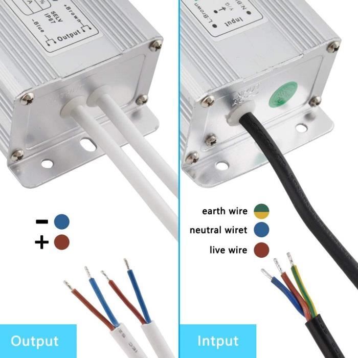 Transformateurs AC DC 24V 12V Adaptateur d'alimentation IP67 ...