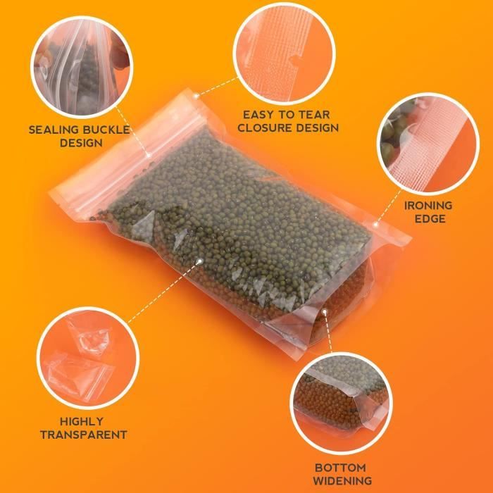 Sachet Alimentaire, Sac Plastique Transparent, Sachet Refermable ...