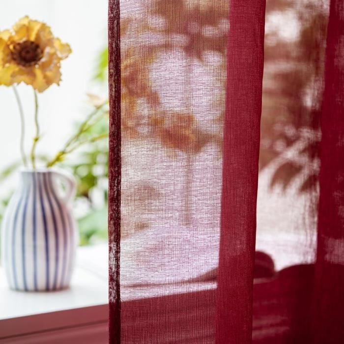 Lot De 2 Rideaux Voilage À Oeillet Rideau Semi-Transparent Intérieurs ...