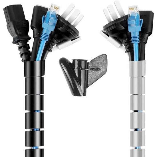 2×2M Gaine Cable, Gaine Spirale Flexible Avec 1 Clip De Guidage De Fil ...