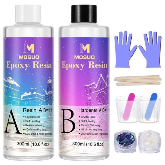 Kit résine époxy cristal limpide pour débutants, accessoires en résine ...