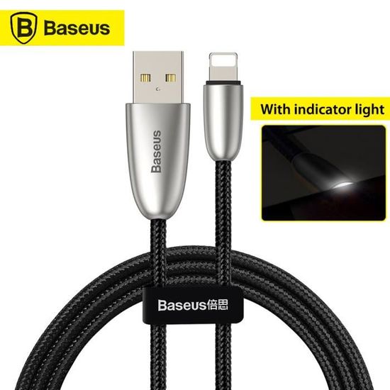 Câble de données de torche Baseus avec voyant lumineux Câble de charge ...