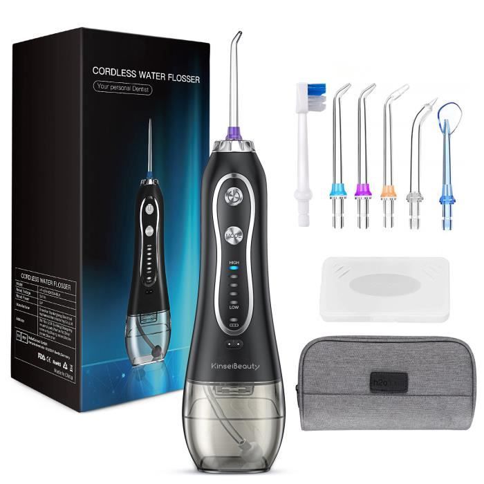 Noir Irrigateur buccal Portable 300ml, jet dentaire à eau, nettoyeur de ... Noir Irrigateur buccal Portable 300ml, jet dentaire à eau, nettoyeur de ...