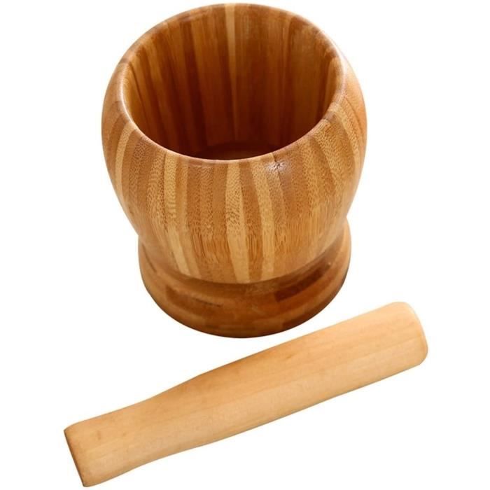Cuisine Mortier et Pilon Set, en Bambou Naturel Spice Grinder, Herbes ...