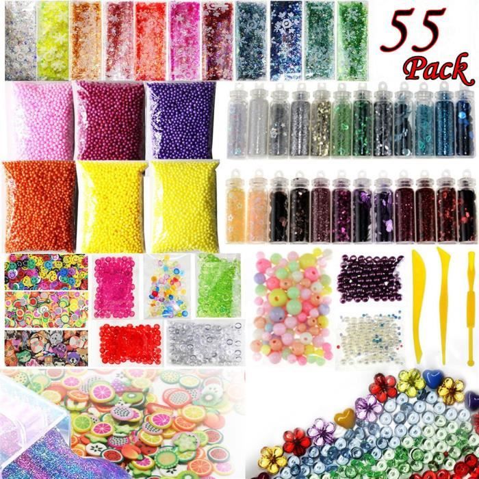Slime Fournitures Kit 55 Paquet Slime Perles Breloques Outils Slime ...