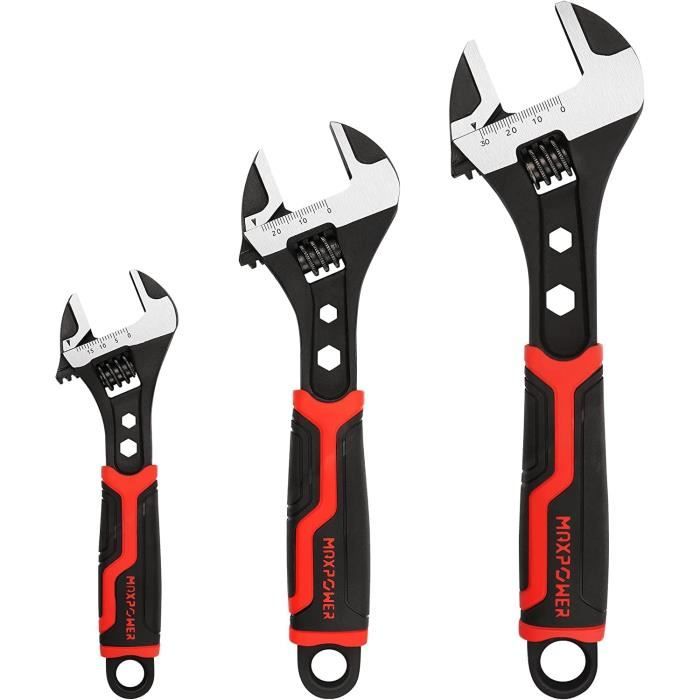 TJS-MaxPower Jeu de Cle a Molette 150mm 200mm 250mm Clé à Molette avec ...