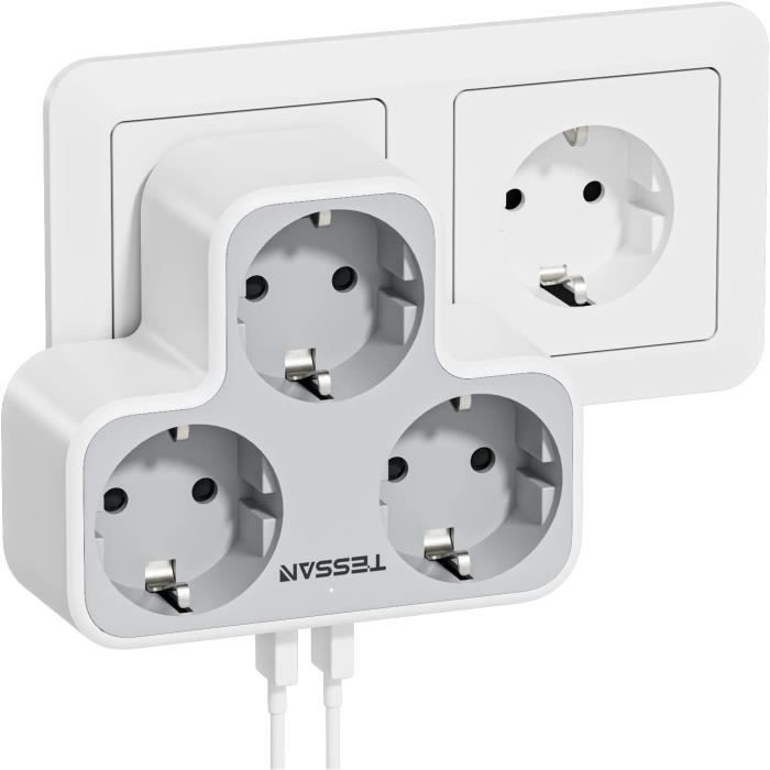 Multiprise Murale, Prise Usb Multiple Avec 3 Prises Murale Et 2 ...