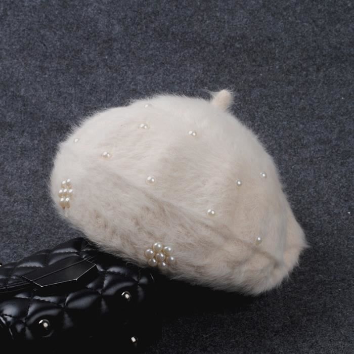 Bonnet,béret tricoté pour femme,Bonnet en fourrure de lapin,Bonnet ...