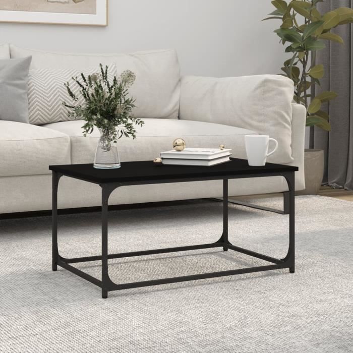 ETO- Table basse Noir 80x50x40 cm Bois d'ingénierie et fer ...