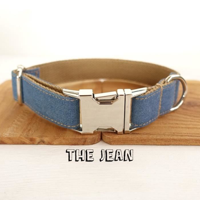 Denim Jeans Dog Collars Personalized Adjustable Pet Traction Set Dog Collar Leash Set Necklace ...