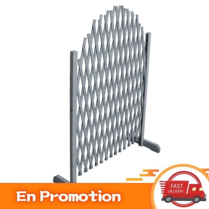 Clôture en treillis - DIOCHE - Bois de sapin massif - 180x100 cm - Gris ...