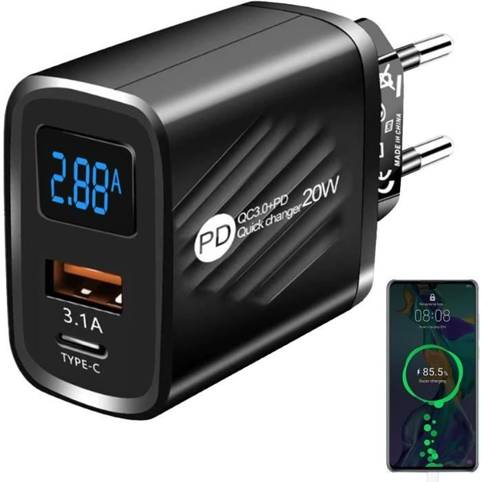 Adaptateur Mural Usb - Pd20W Type C Et Bloc Adaptateur Double Port Usb ...