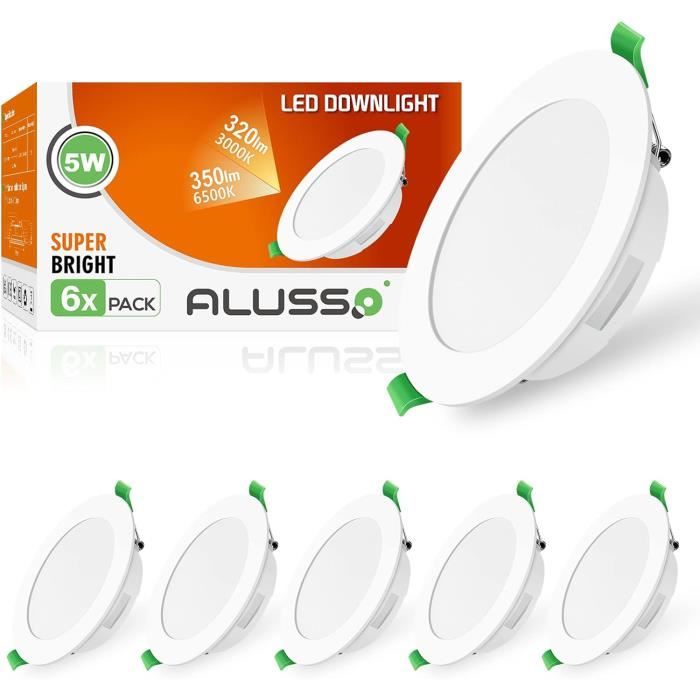 ALUSSO Spot LED Encastrable Extra Plat, 5W 350LM Blanc Froid 6500K ...