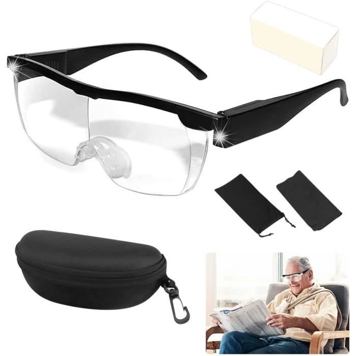 Lunette Loupe, Loupe Eclairante, Loupe Grossissante avec 2 LED, 1,8X Lampe Loupe, Loupe de ...