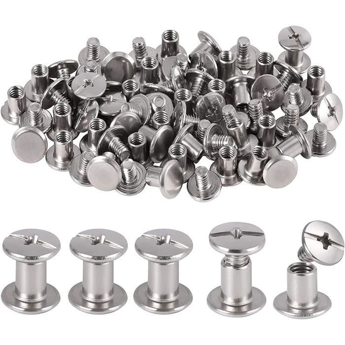 Aatpuss 80 Pièces Rivet à Tête Plate, Rivets de Reliure en Acier ...